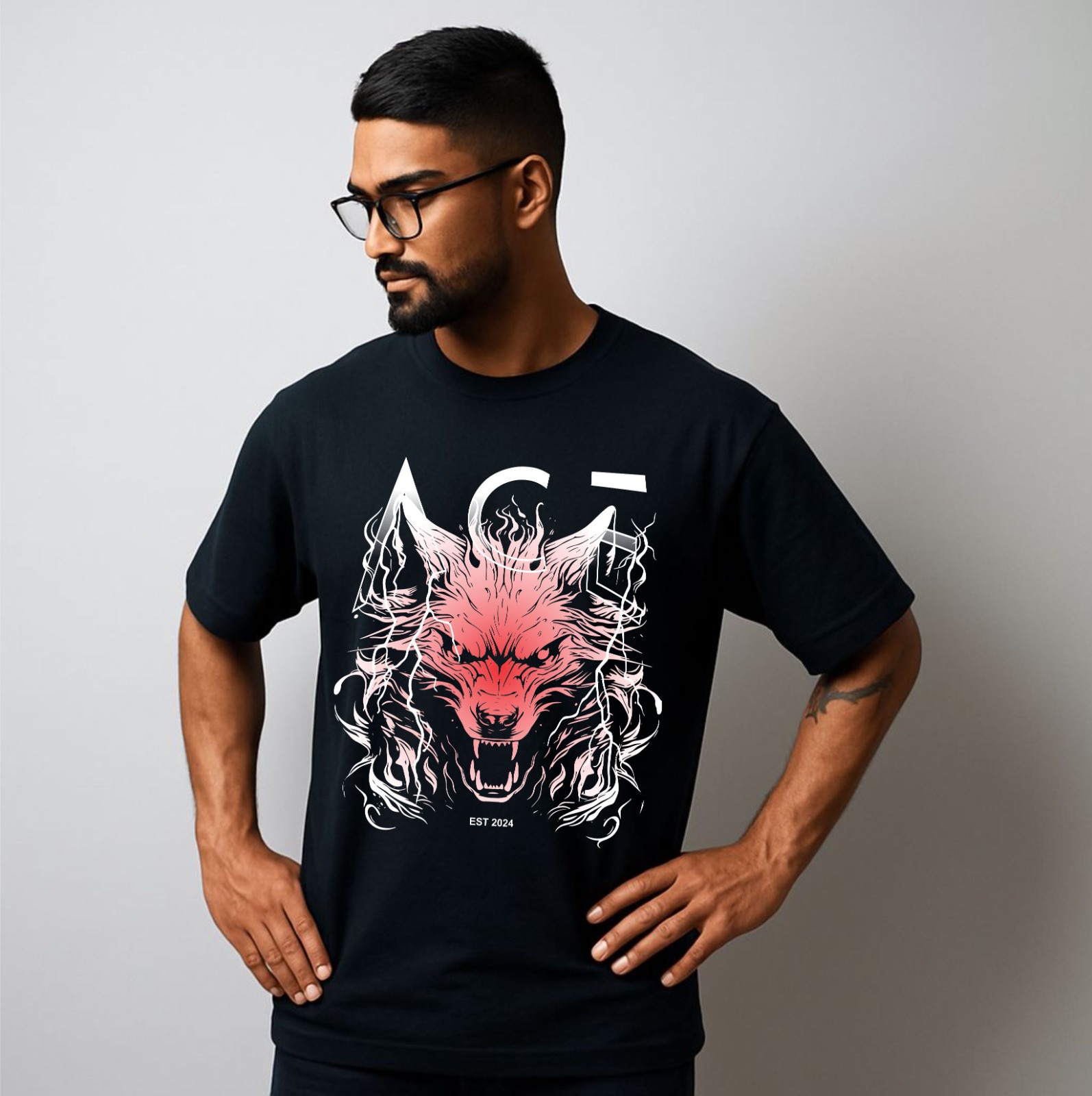ACE Wolf Oversize Tee - Black - Unisex - ACE